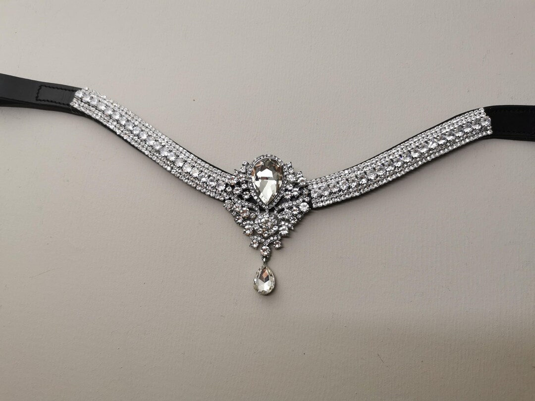 Unique Handmade Wave Crystal Emblem Browband With Maxima Stones in High ...