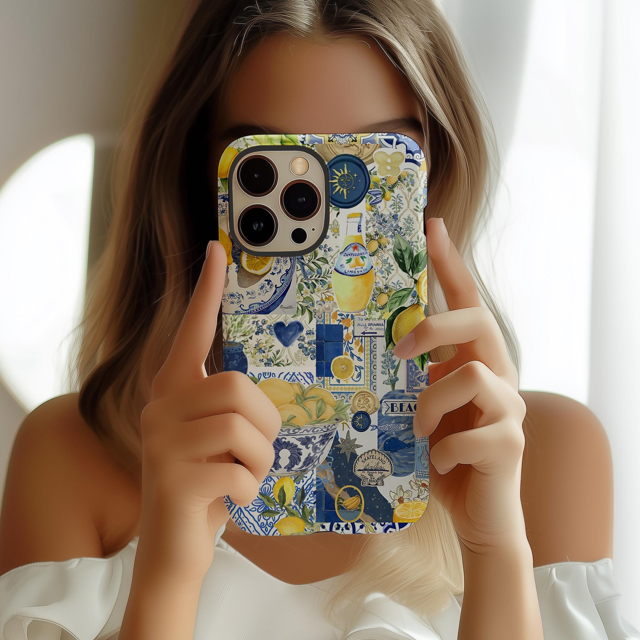 Lemon Limoncello Collage Phone Case, Mediterranean Citrus iPhone Cover ...