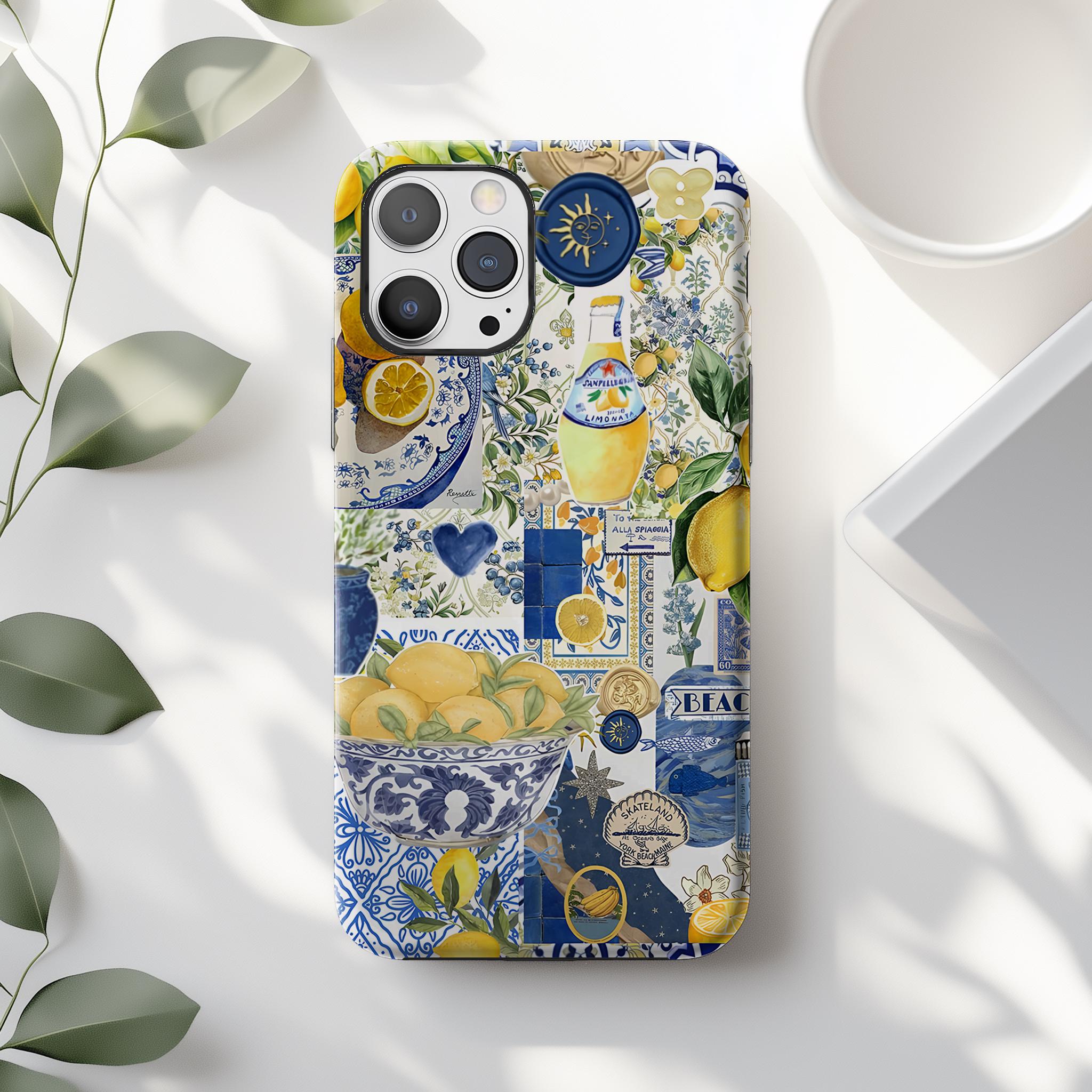 Lemon Limoncello Collage Phone Case, Mediterranean Citrus iPhone Cover ...