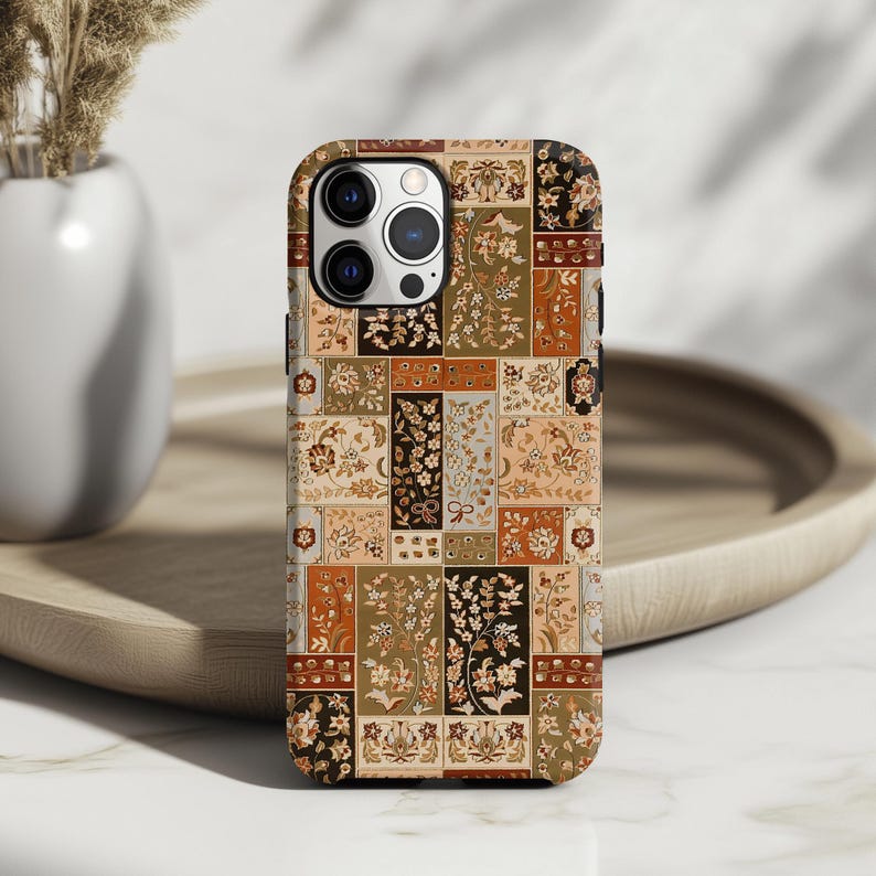 Vintage Floral Patchwork Phone Case: Boho Quilt Retro Fall Cottagecore ...