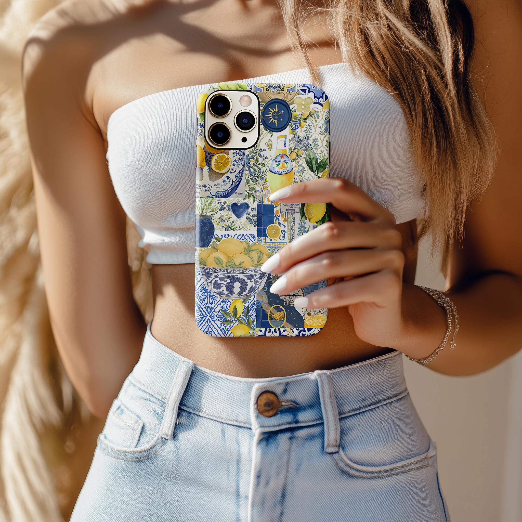 Lemon Limoncello Collage Phone Case, Mediterranean Citrus iPhone Cover ...