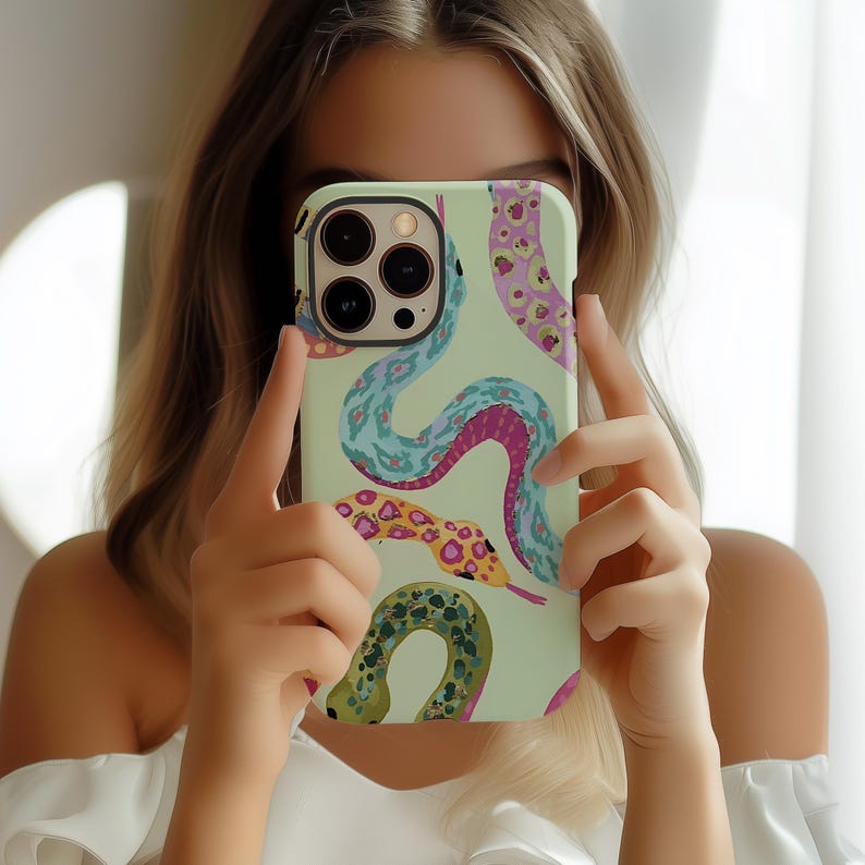 Artistic Snake Phone Case, Hand-painted Serpent Bold Unique Animal ...