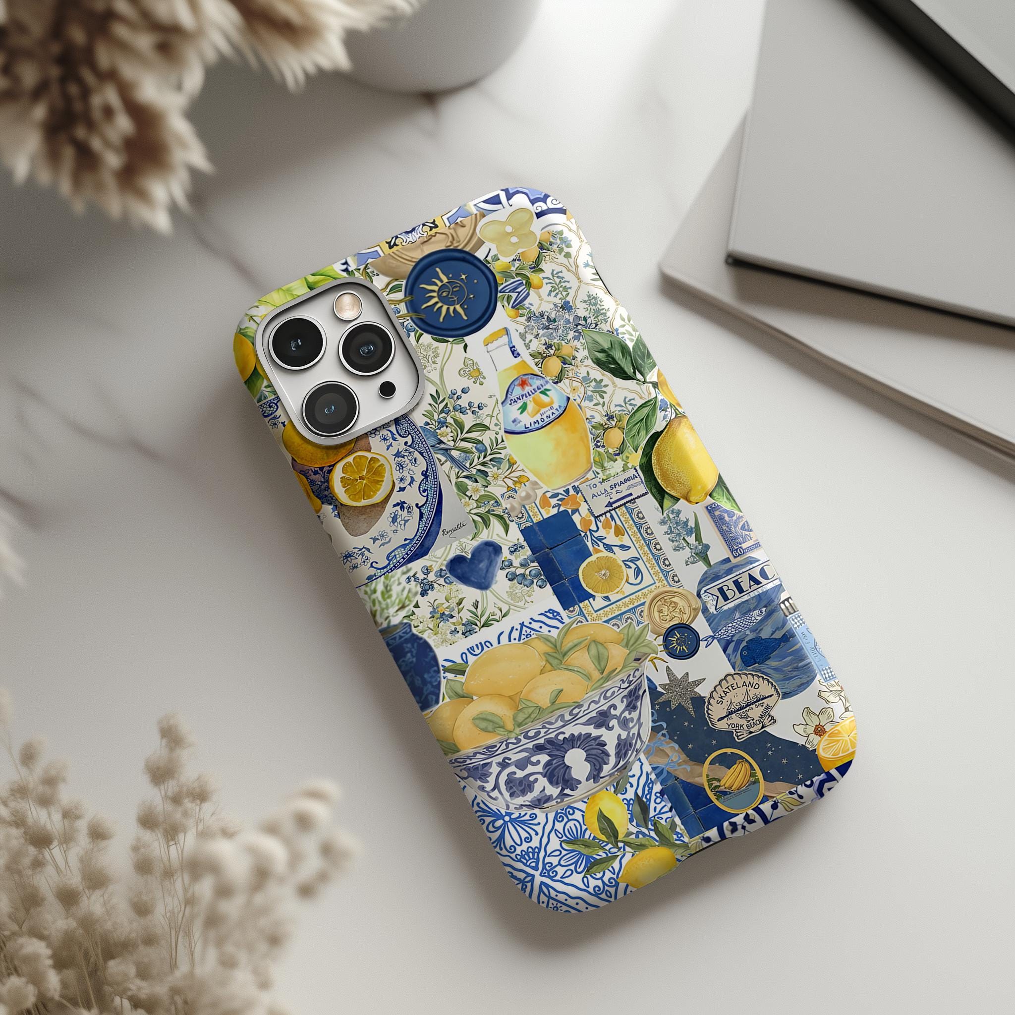 Lemon Limoncello Collage Phone Case, Mediterranean Citrus iPhone Cover ...