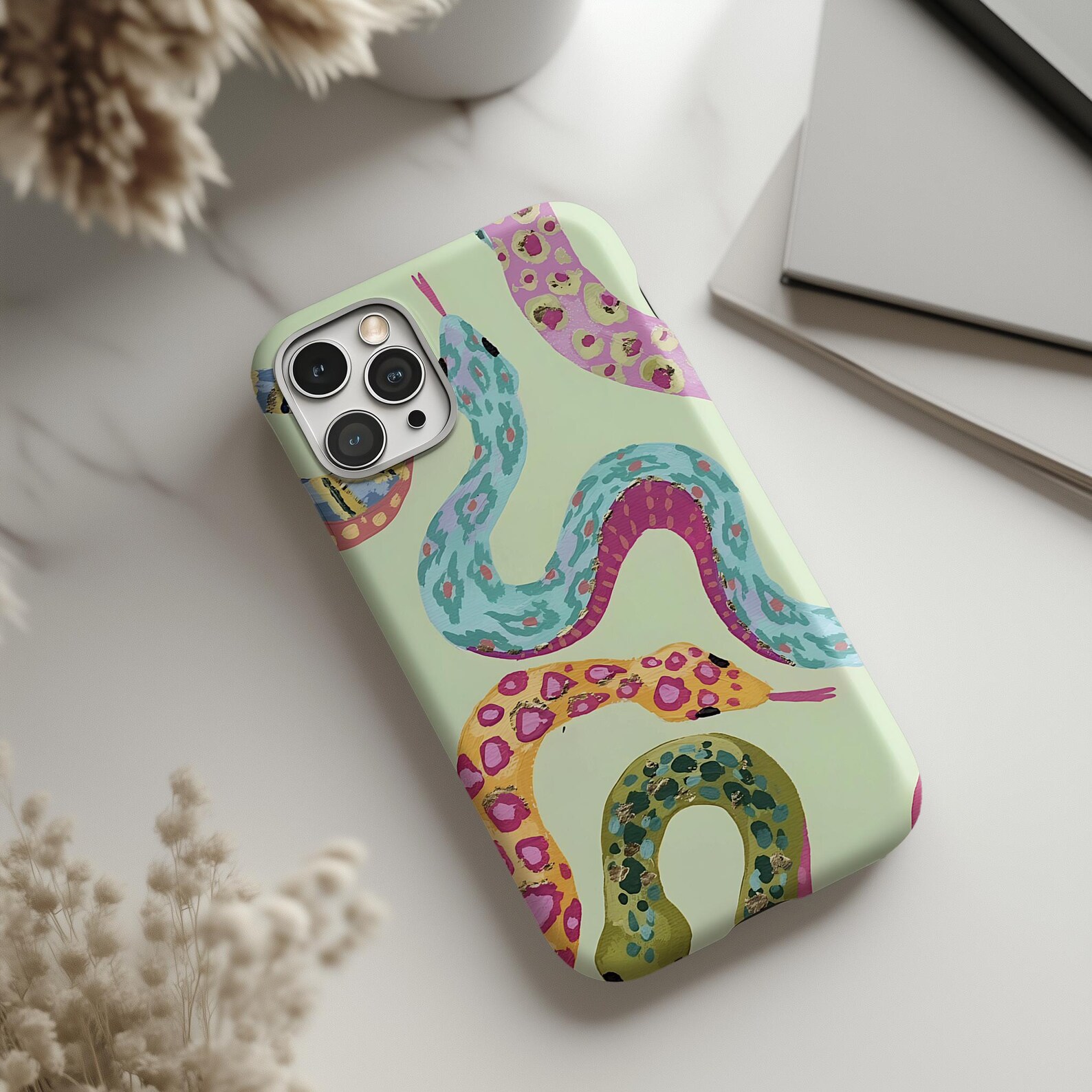 Artistic Snake Phone Case, Hand-painted Serpent Bold Unique Animal ...