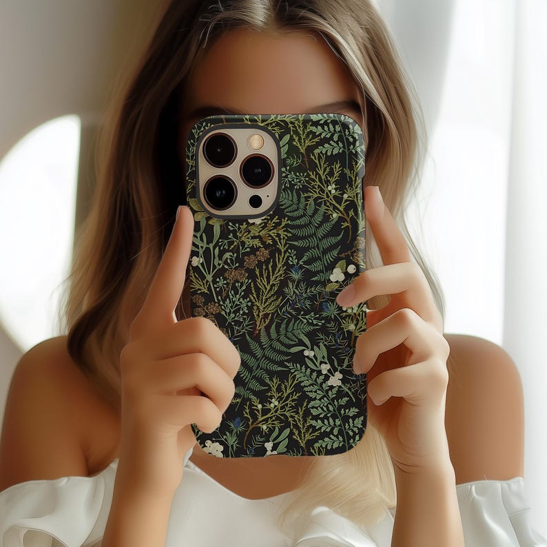 Green Fern Phone Case: Botanical Meadow Wildflower Garden iPhone 17 16 ...
