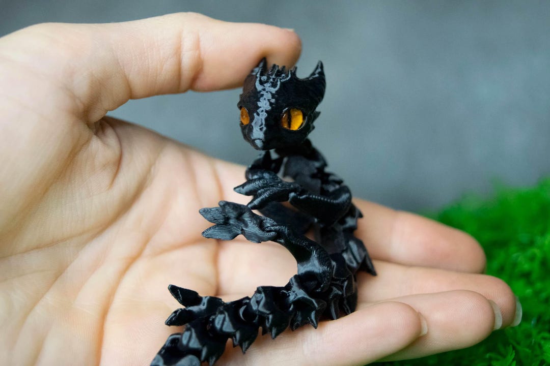 2 Pcs Articulated 3D Printed Dragons With Glass Eyes: Flexible Flexi ...