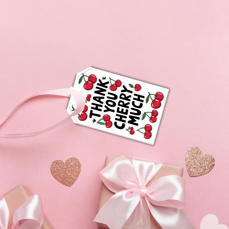 Thank You Tag Cherry Label Template Galentine Day Printable Label ...