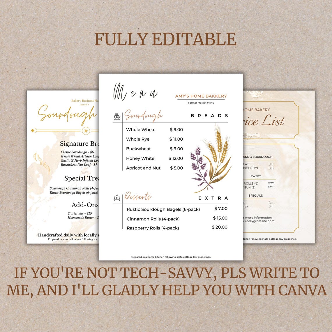 Bakery Price List Template Bundle Editable Bread Price List ...