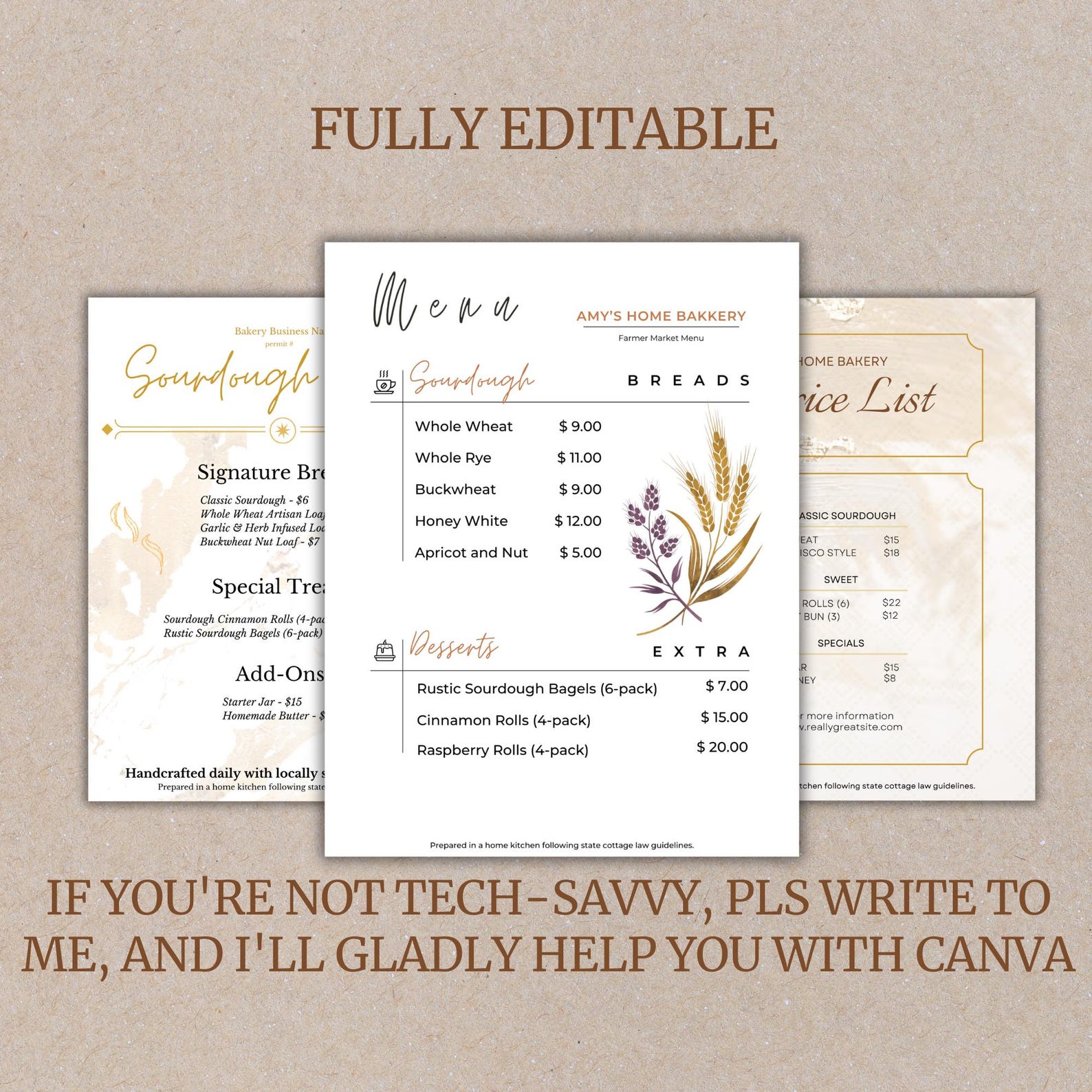 Bakery Price List Template Bundle Editable Bread Price List ...