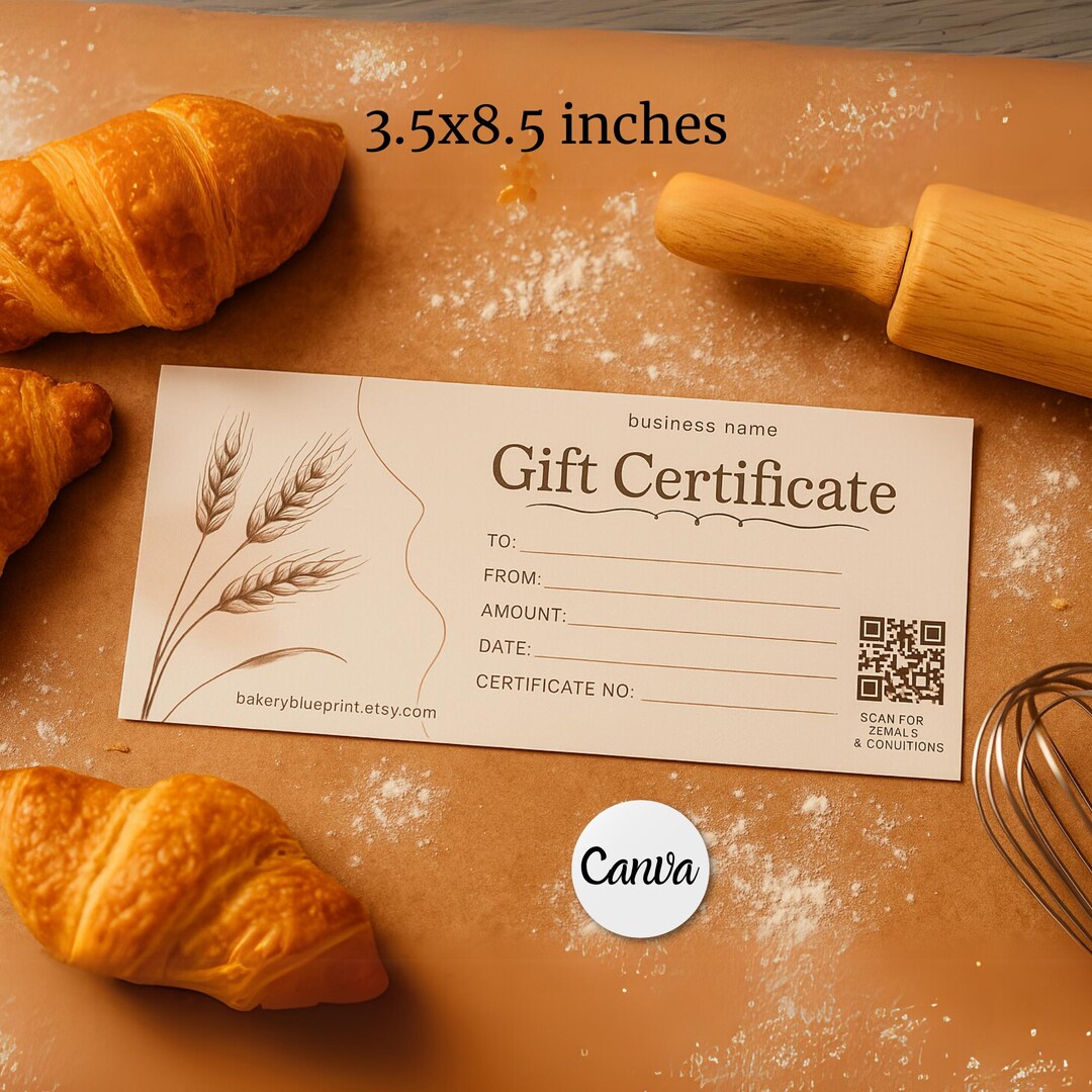 Preorder Voucher Printable Gift Certificate for Bakery Bread Loaves ...