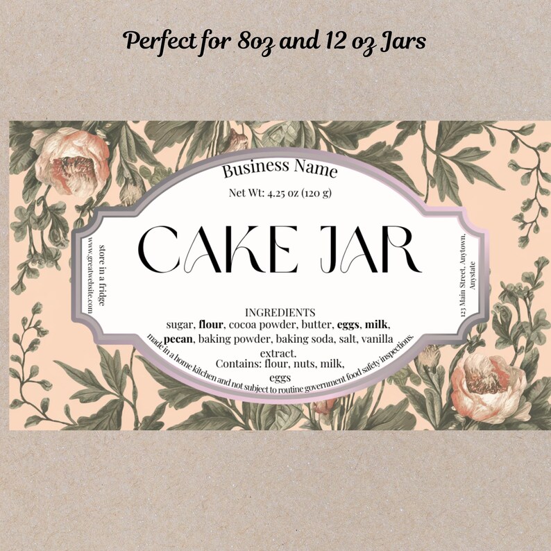 Cake Jar Label Cottage Kitchen Home Cakery Small Cakes Labels Victorian ...