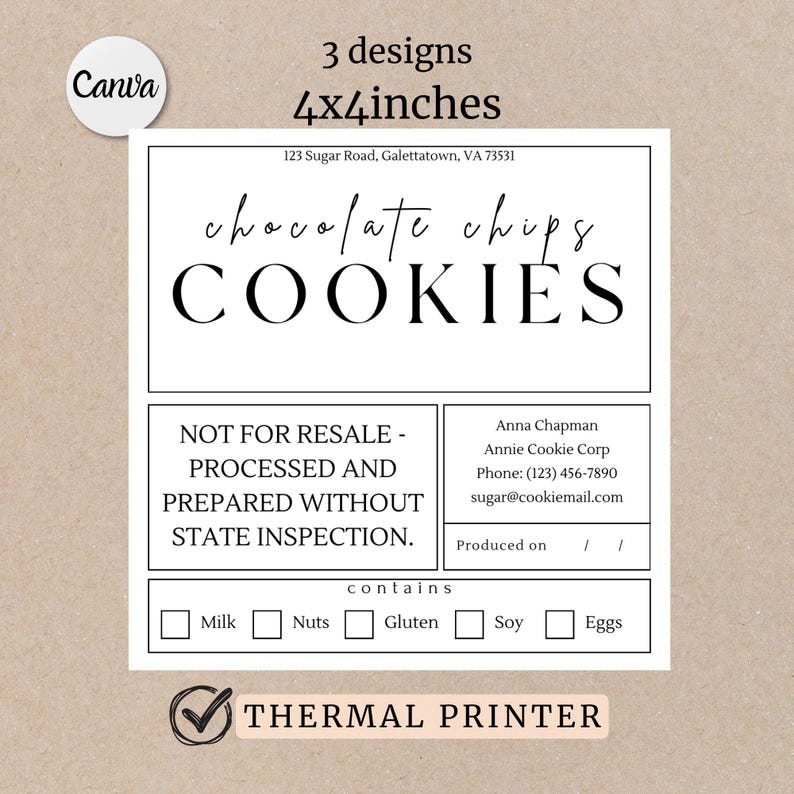 Cookie Label Info Template Alabama West Virginia Cottage Law Disclaimer ...