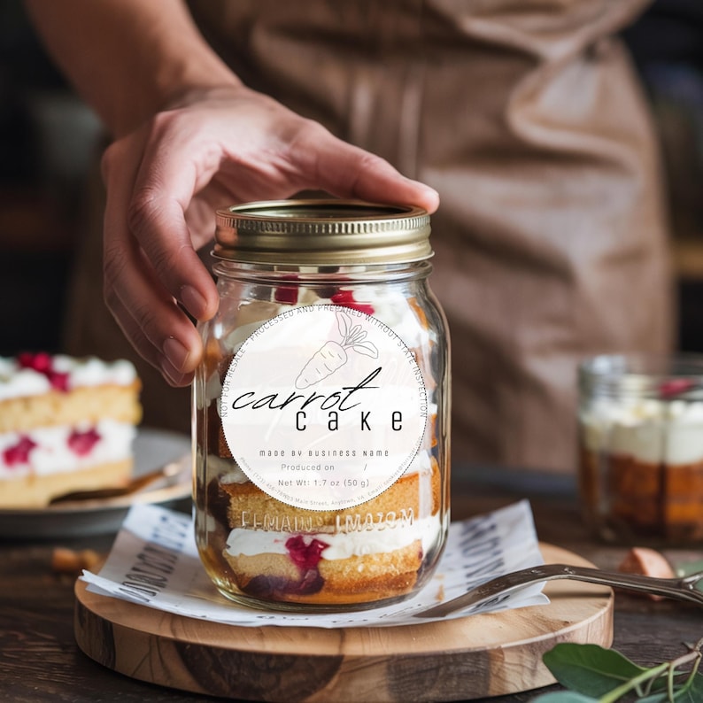 Cake Jar Labels Mason Jar Cake Sticker Cottage Kitchen Glass Jar Design ...