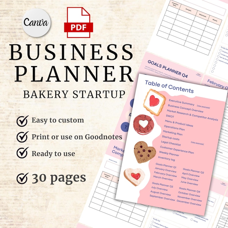 Bakery Business Plan Template Baking Startup Business Workbook Template ...
