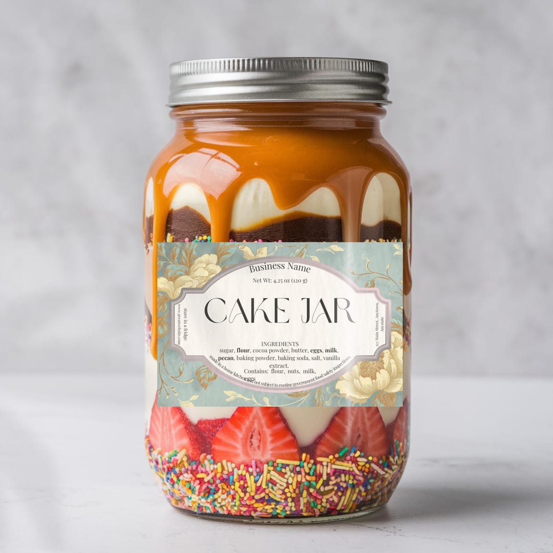 Cake Jar Label Cottage Kitchen Home Cakery Small Cakes Labels Victorian ...