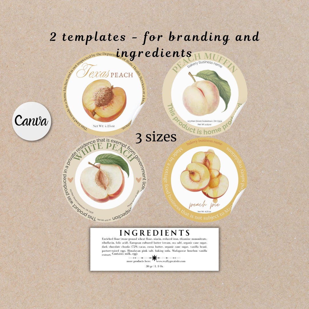 Peach Pastry Label Home Bakery Ingredient Label Template Texas Peach ...