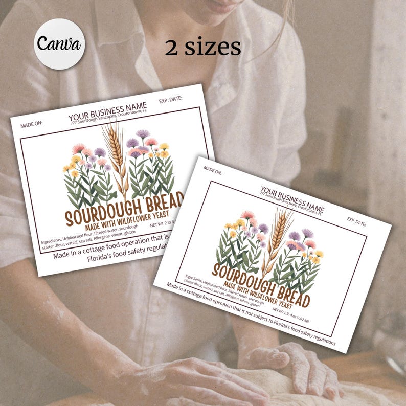 Sourdough Bread Ingredient List Label Cottage Law Sourdough Label ...