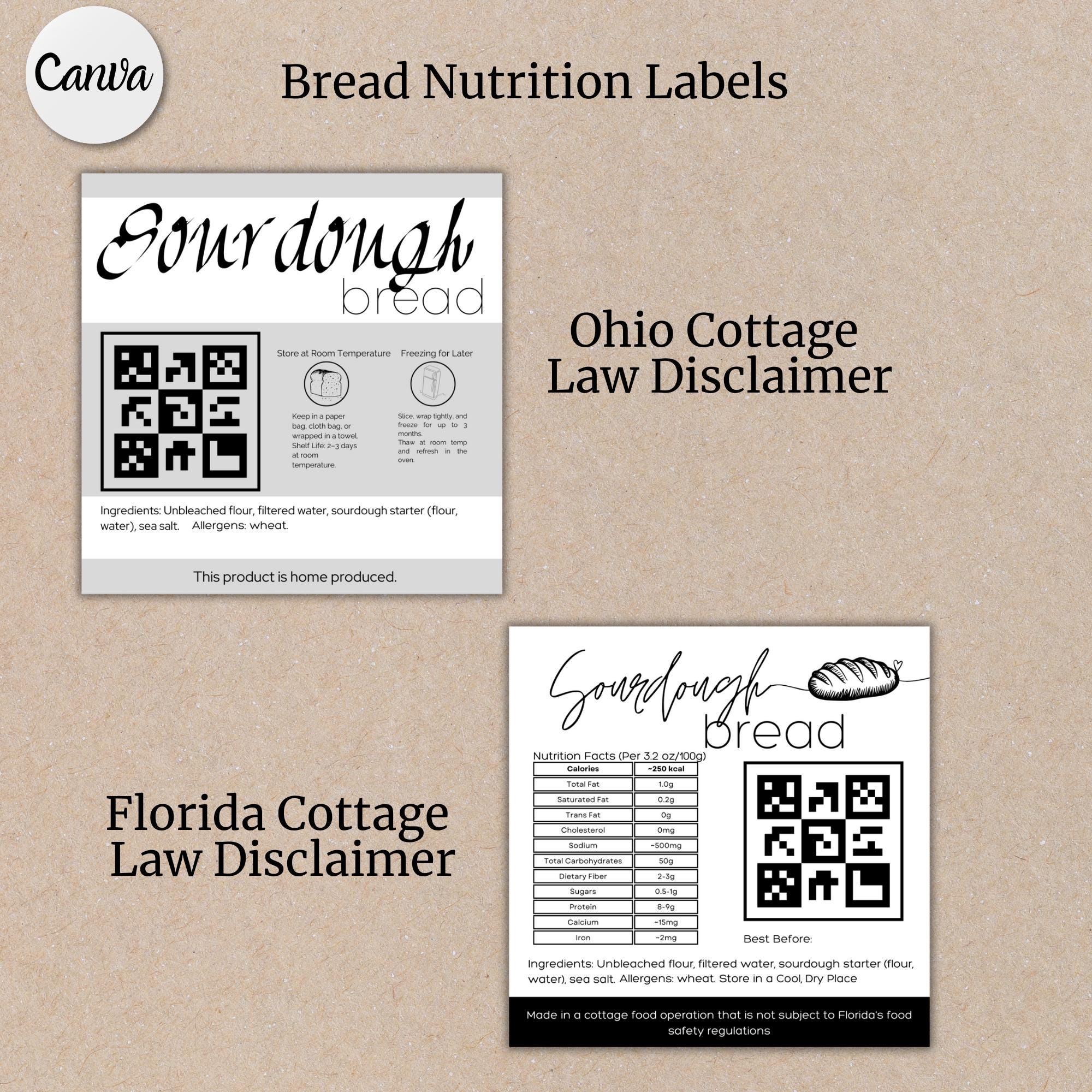Label Design With QR Code for Sourdough Bread Bakery Ohio Cottage Law ...