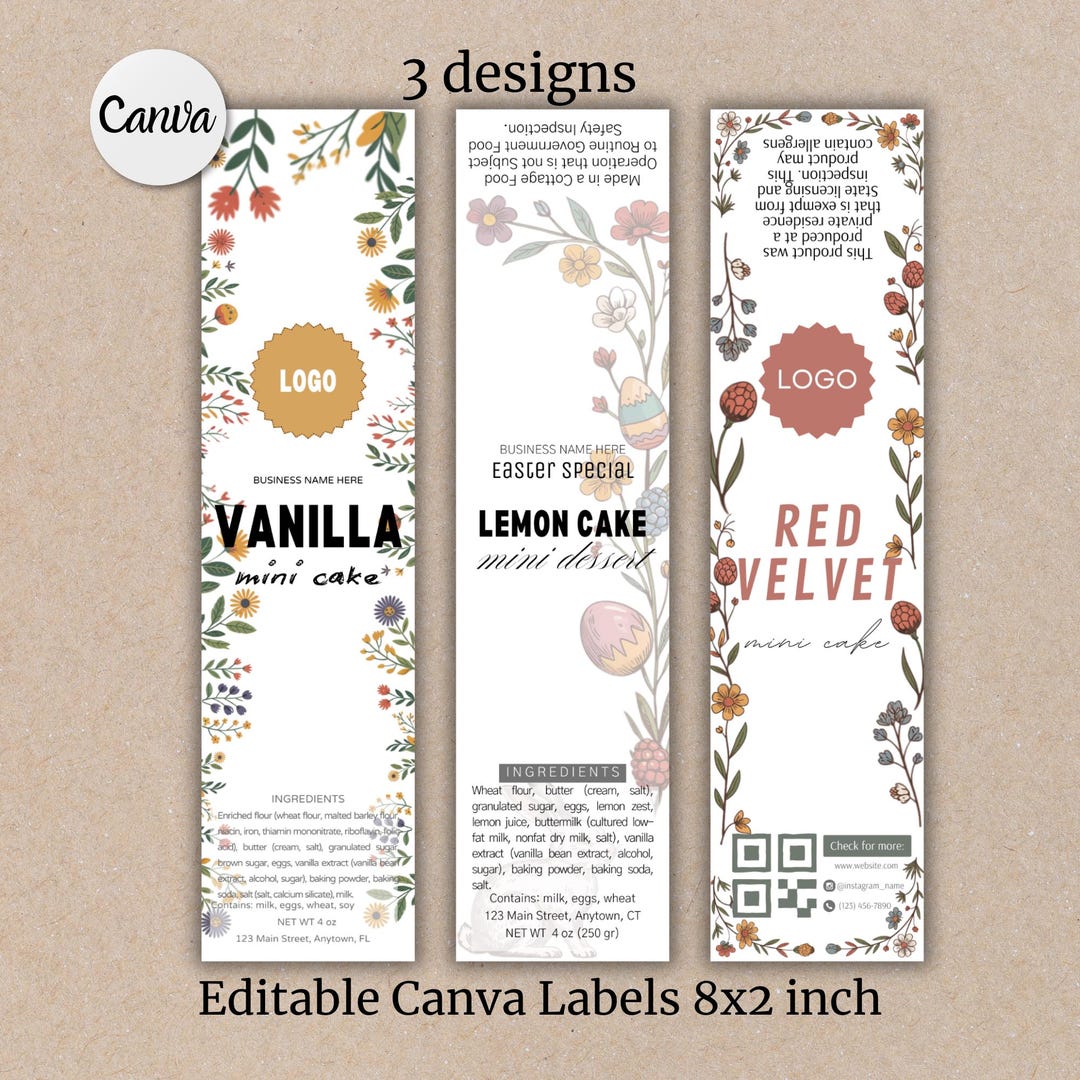 Easter Mini Cake Labels Templates Mini Loaf Pan Labels Sweet Bread ...