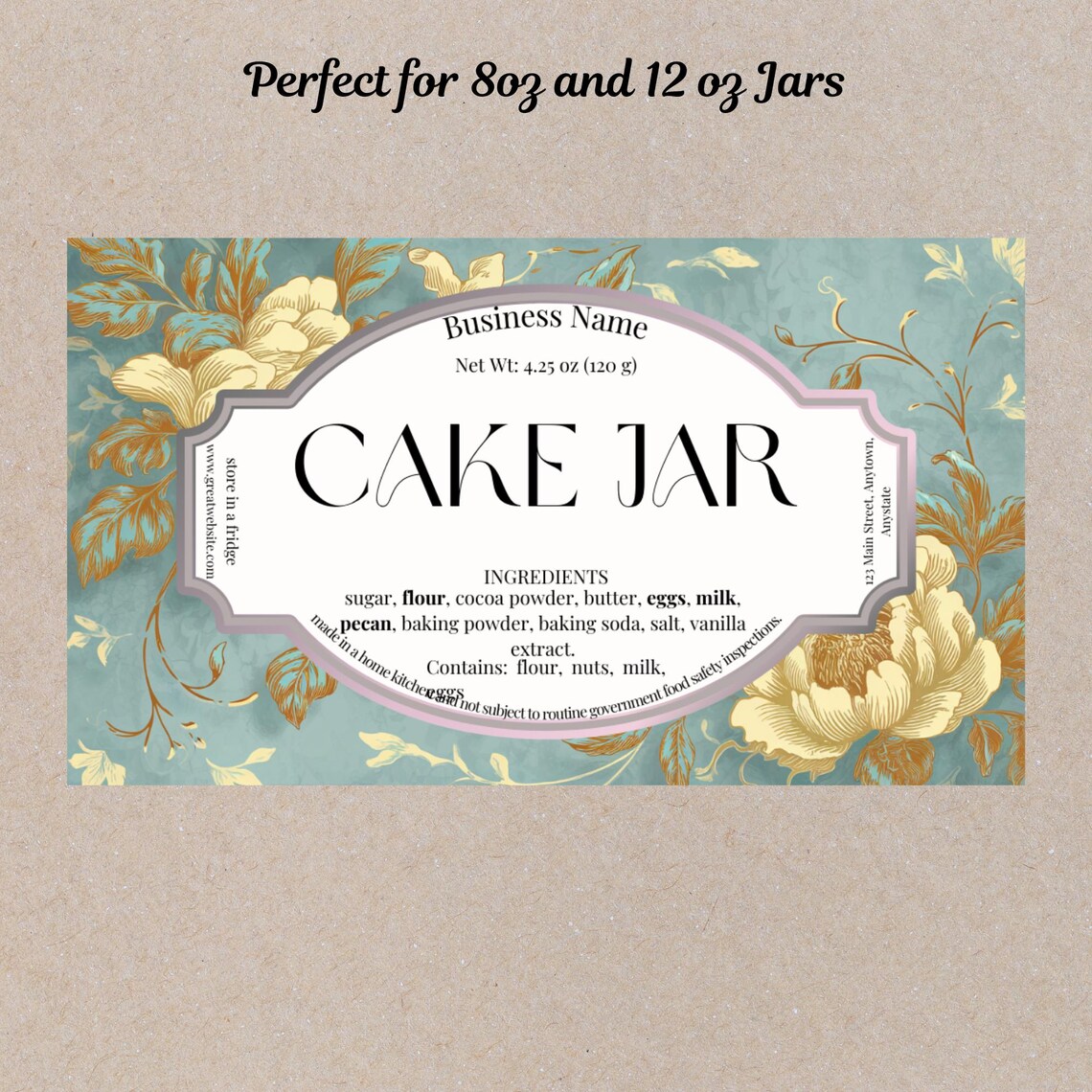 Cake Jar Label Cottage Kitchen Home Cakery Small Cakes Labels Victorian ...