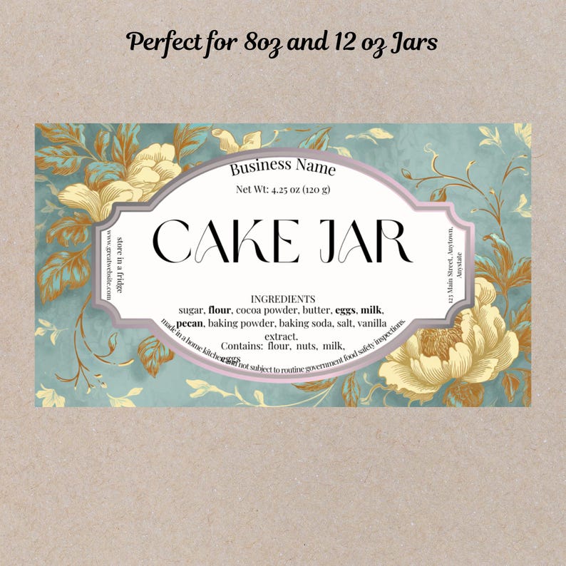 Cake Jar Label Cottage Kitchen Home Cakery Small Cakes Labels Victorian ...