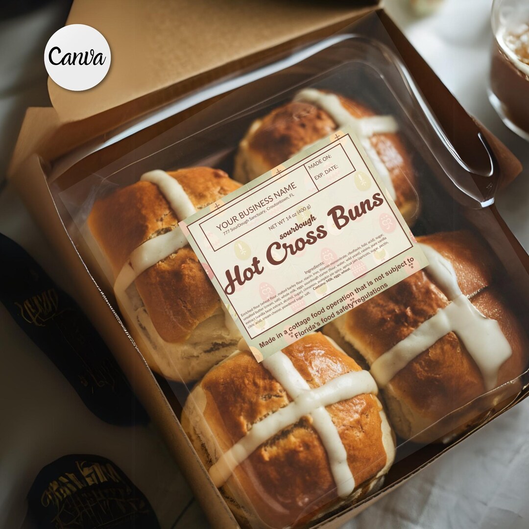 Sourdough Hot Cross Buns Sticker Labels Easter Paska Bread Ingredient ...