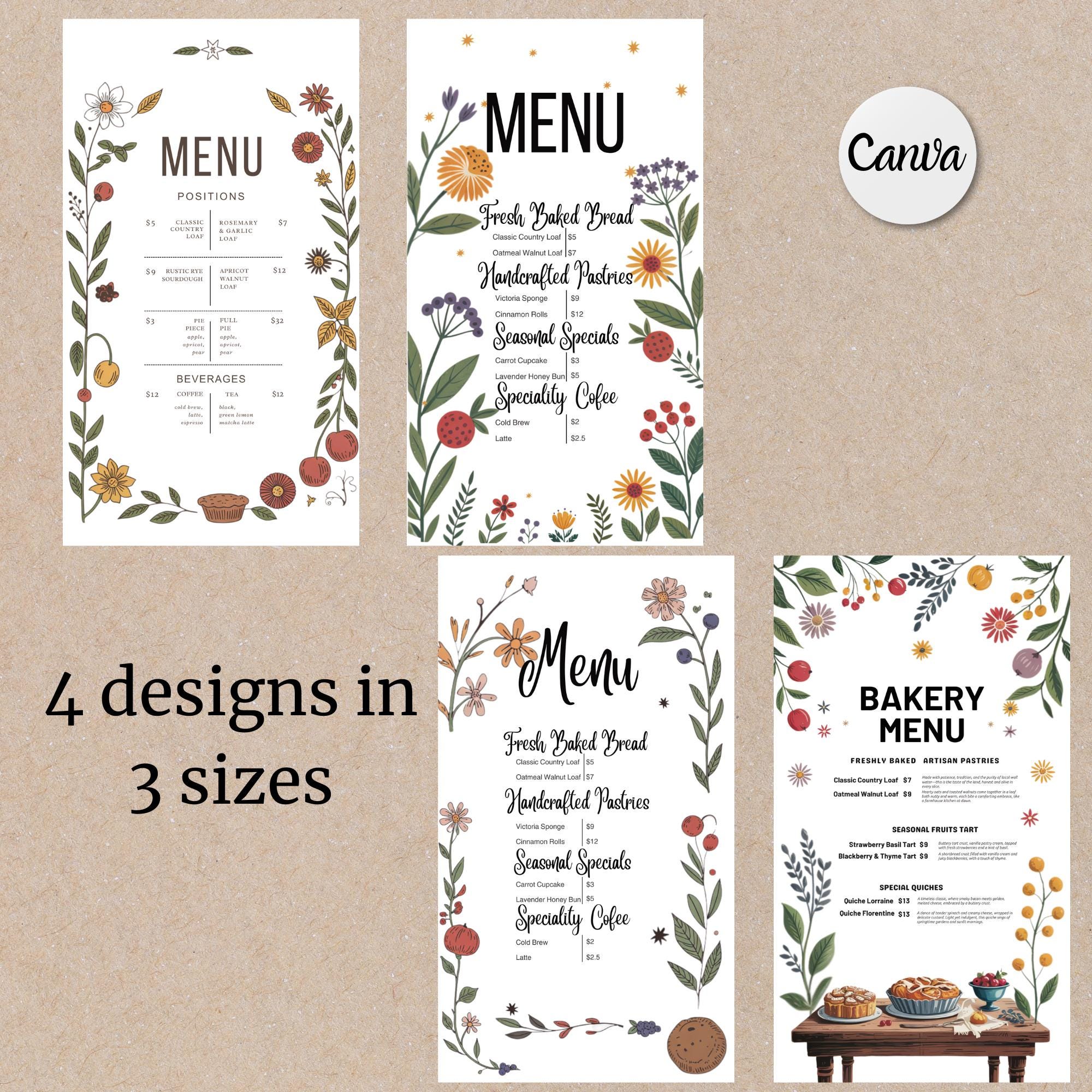 Bakery Price List Template Bundle Editable Bread Price List ...
