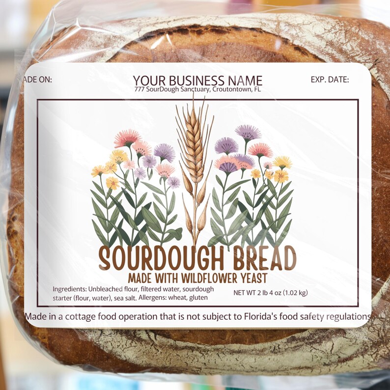 Sourdough Bread Ingredient List Label Cottage Law Sourdough Label ...
