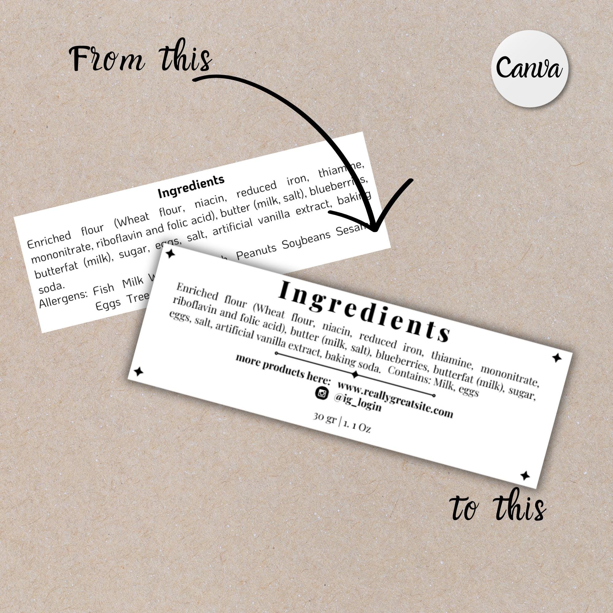 Minimalist Ingredient Label Template Cookie Cottage Food Ingredient ...