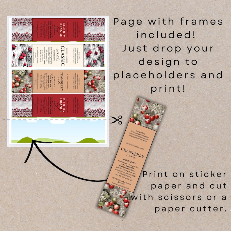 Mini Christmas Cake Loaf Label Template Editable Sweet Bread Tin ...