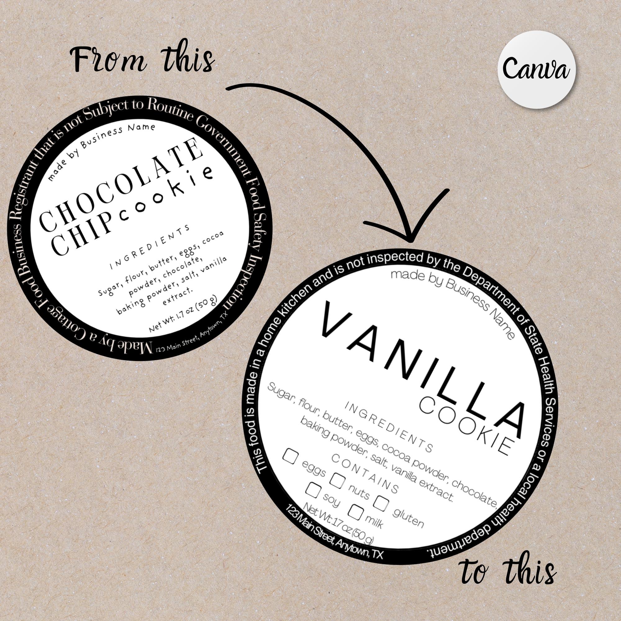 Minimalistic Cookie Labels for Selling Cottage Food Stickers Bakery ...