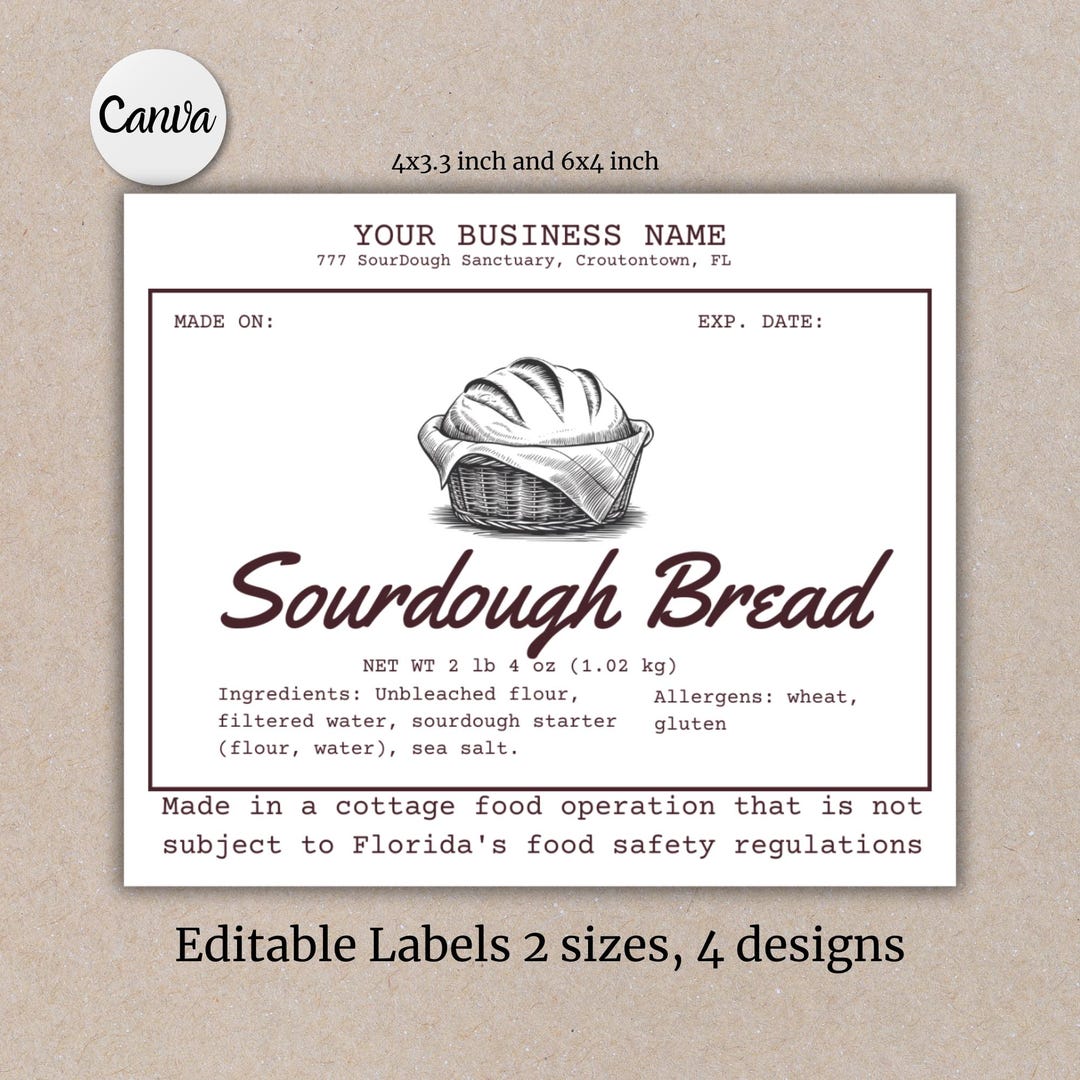 Sourdough Bread Label Cottage Law Sourdough Ingredient Label Card Masa ...