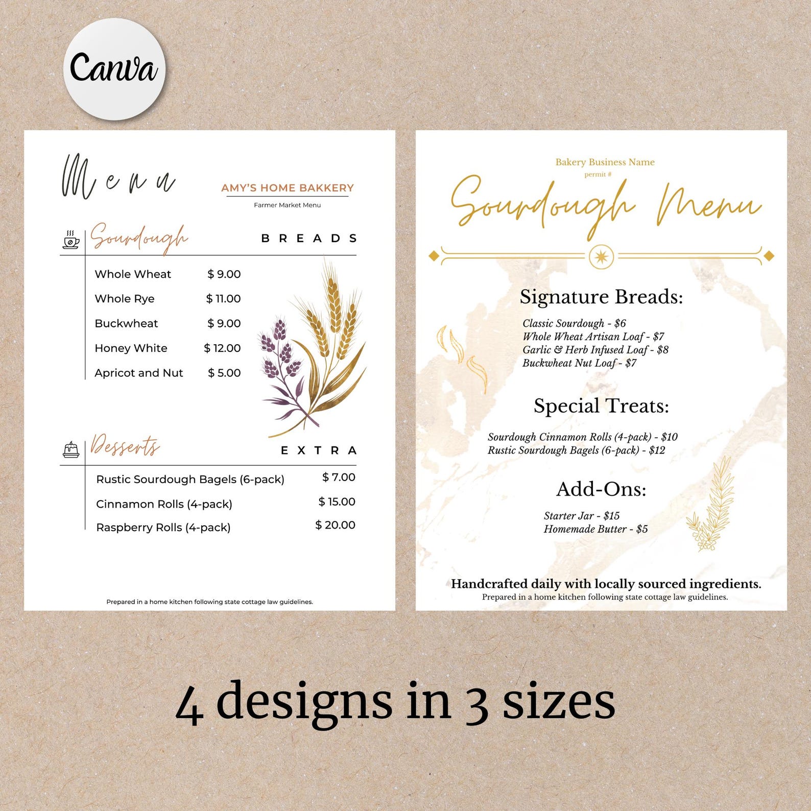 Bakery Price List Template Bundle Editable Bread Price List ...