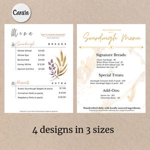 Sourdough Menu Bakery Price List Template Bundle Editable Bread Price ...