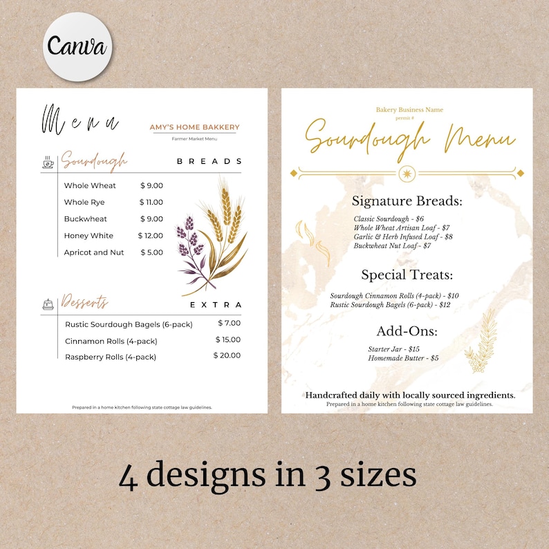 Bakery Price List Template Bundle Editable Bread Price List ...