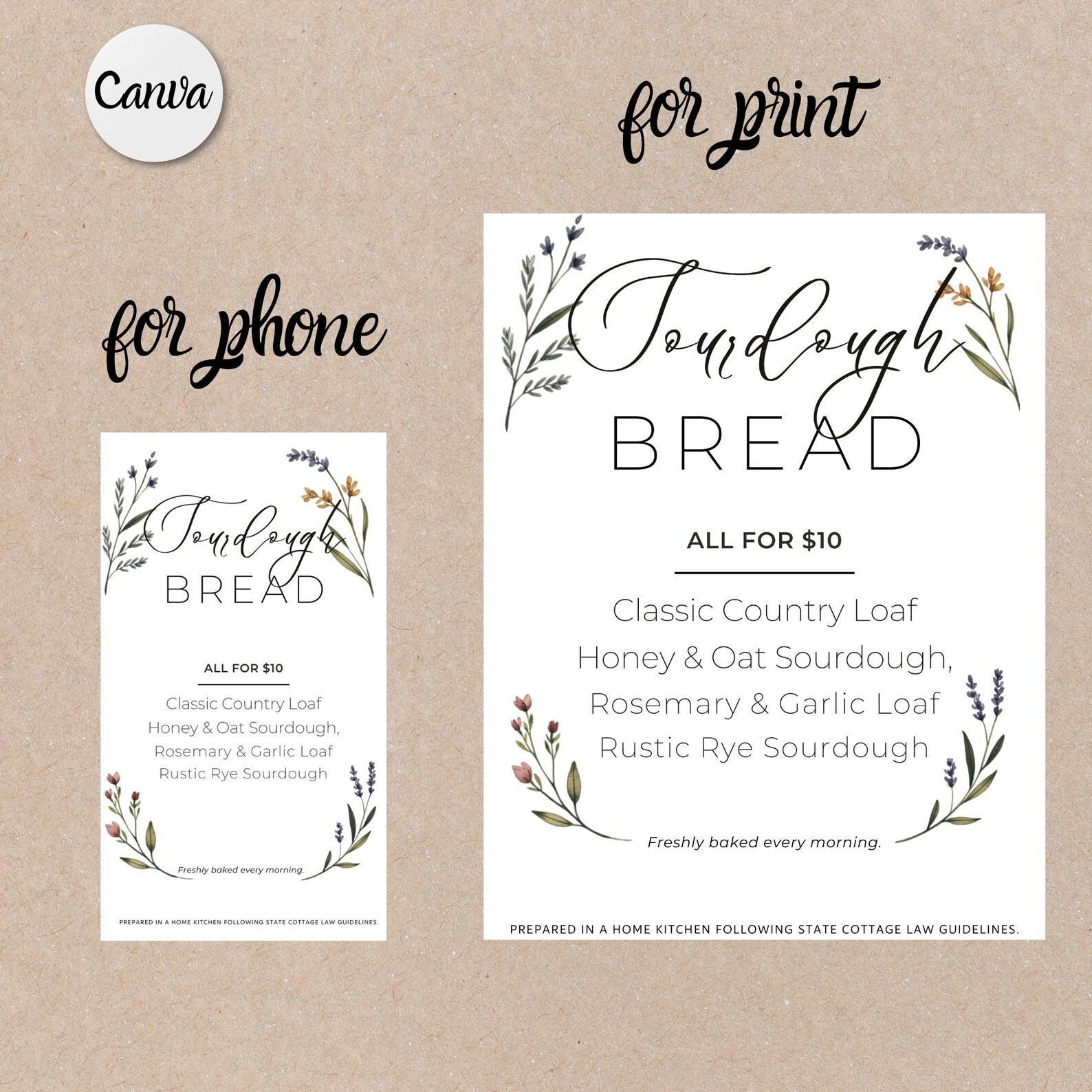 Sourdough Menu Bakery Price List Template Bundle Editable Bread Price ...