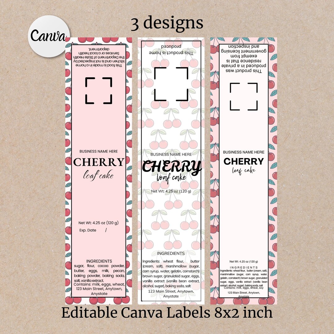 Printable Mini Loaf Pan Desserts Tag Cherry Code Mini Editable Mini ...
