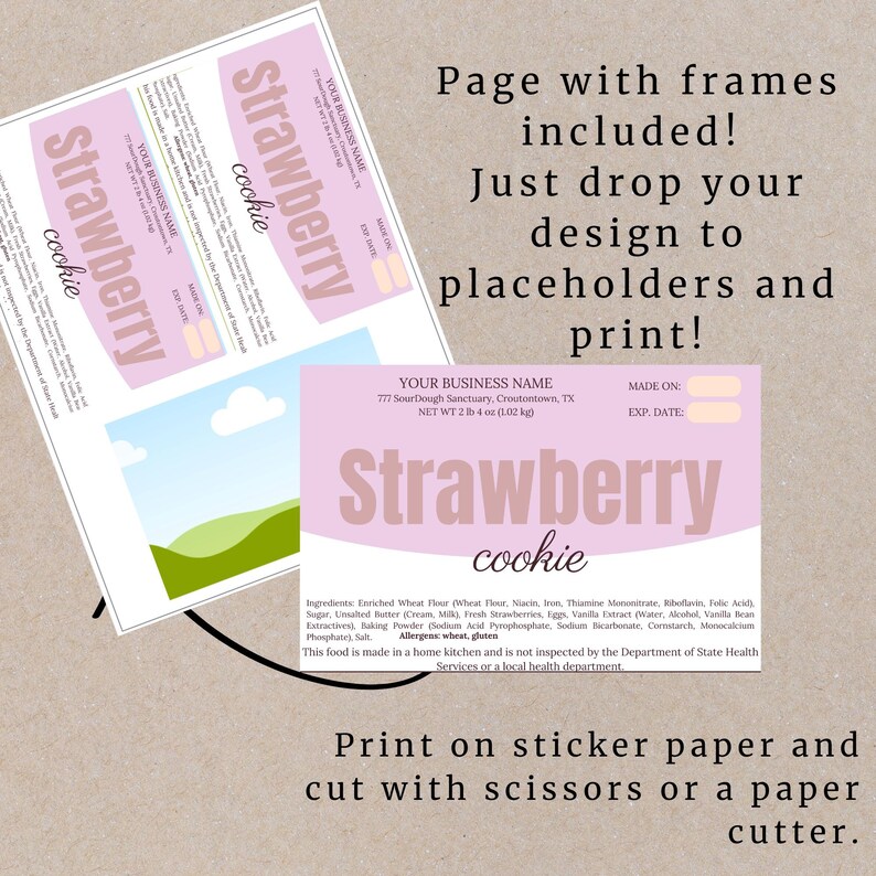 Cookie Cottage Law Label Texas Sticker Strawberry Flavor Stickers ...