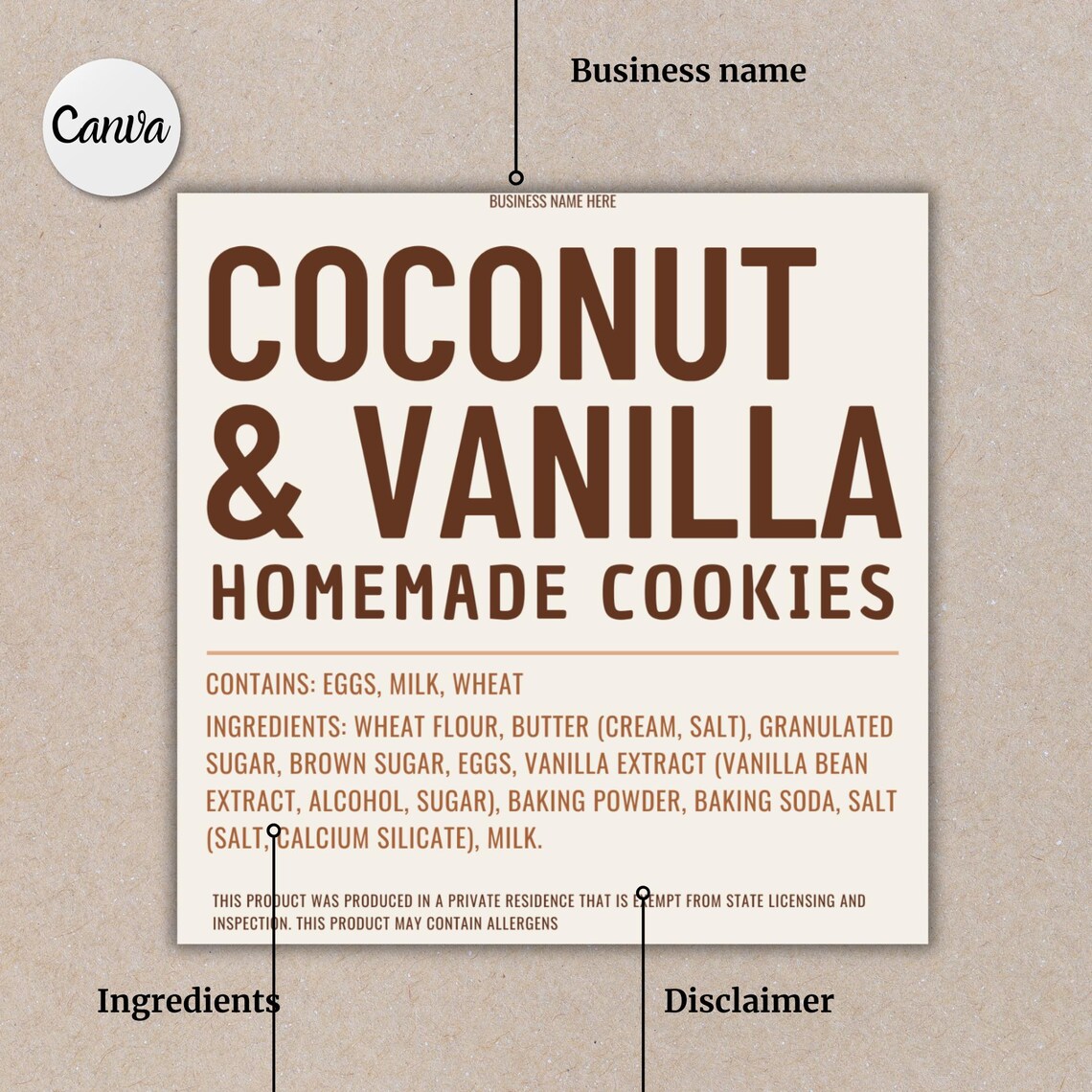 Cookie Label Info Template Cottage Law Disclaimer Sticker Modern ...