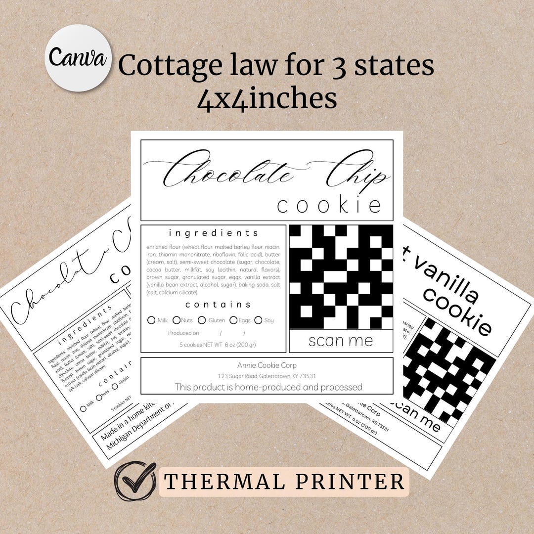 Cookie Label Template Thermal Printer Ingredient Sticker Cookie ...