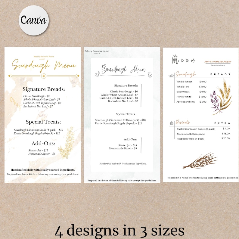 Bakery Price List Template Bundle Editable Bread Price List ...