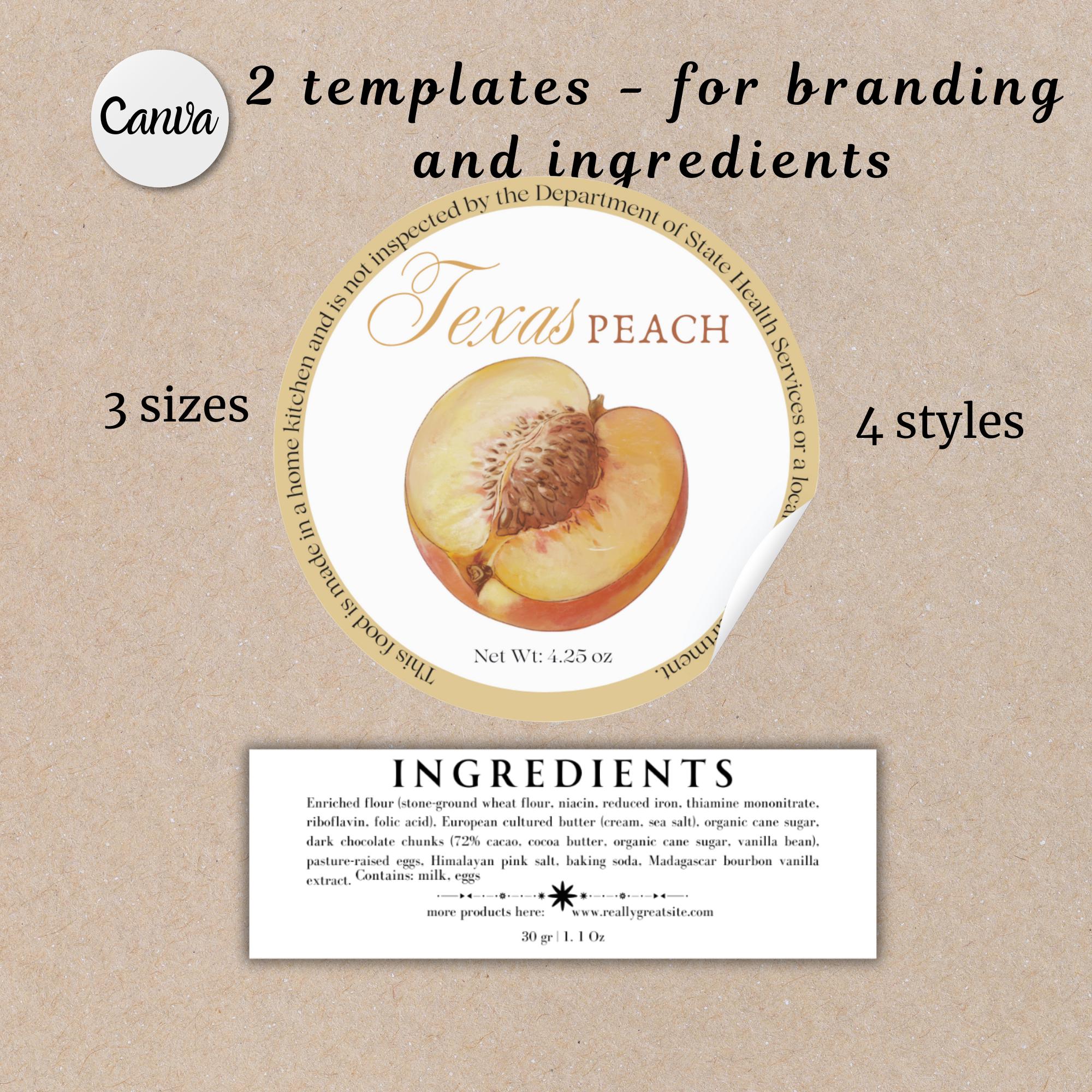Minimalist Ingredient Label Template Peach Flavor Circle Sticker ...