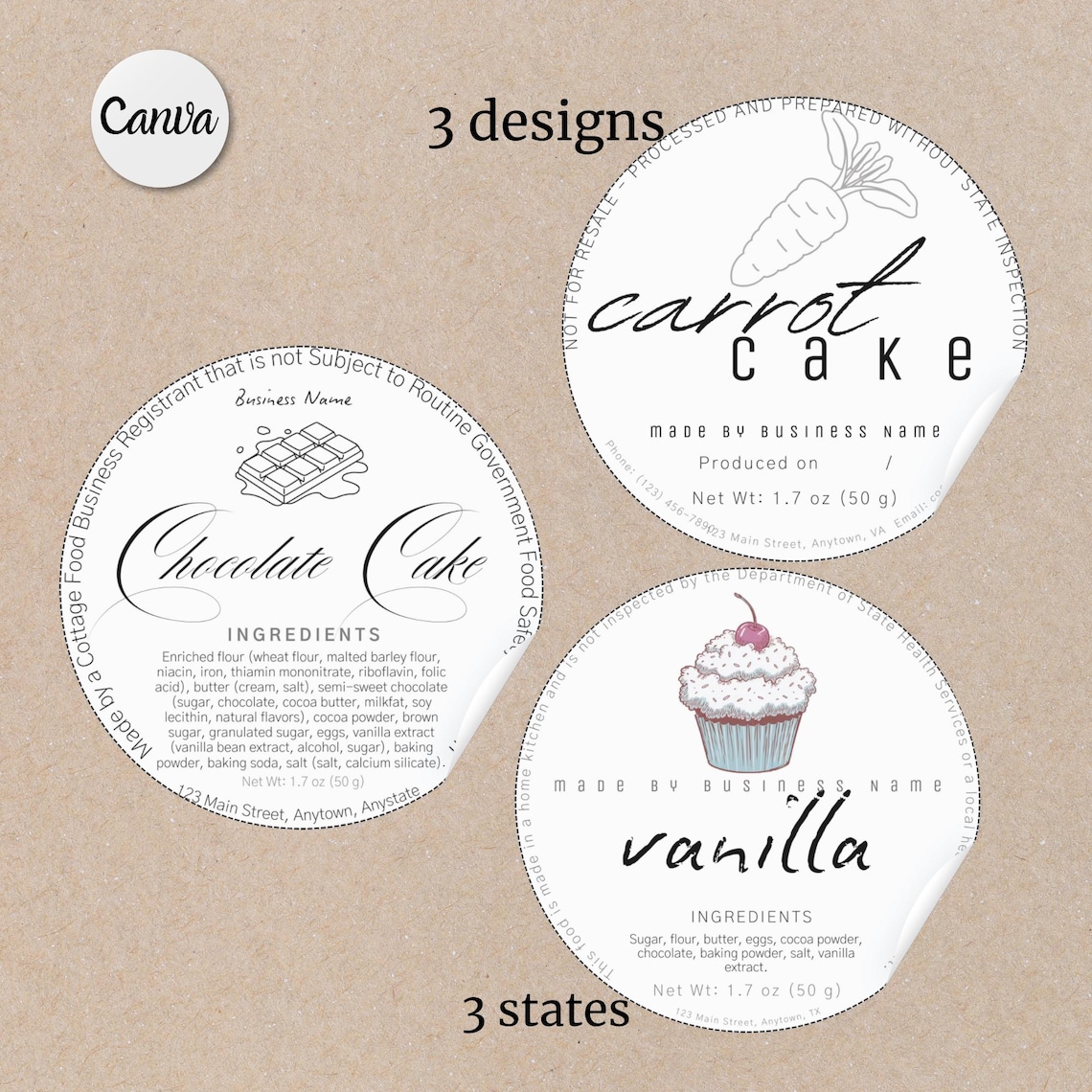 Cake Jar Labels Mason Jar Cake Sticker Cottage Kitchen Glass Jar Design ...
