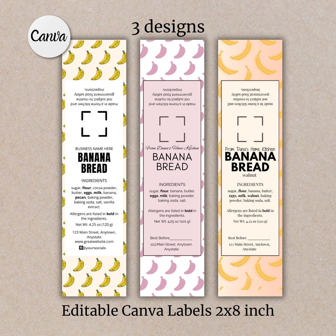 Printable Mini Loaf Pan Desserts Tag Banana Bread Christmas Wraps Mini ...