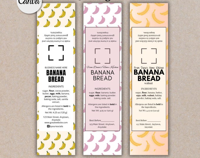 Printable Mini Loaf Pan Desserts Tag Banana Bread Christmas Wraps Mini ...