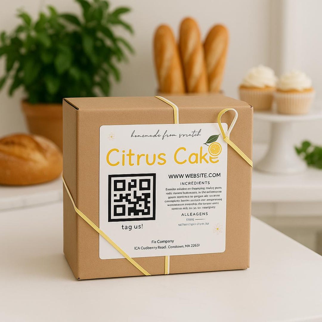 Lemon Bakery Label Bundle Editable Bake Sale Signage With QR Code Price ...