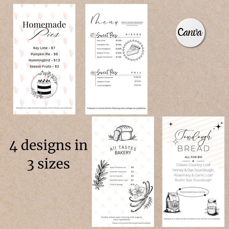 Bakery Menu Template Editable Farmers Market Display Price List ...