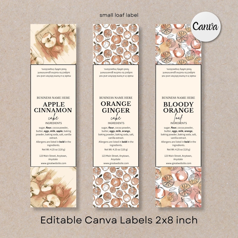 Editable Mini Cake Tin Label Template Mini Loaf Baking Pan Label Mini ...