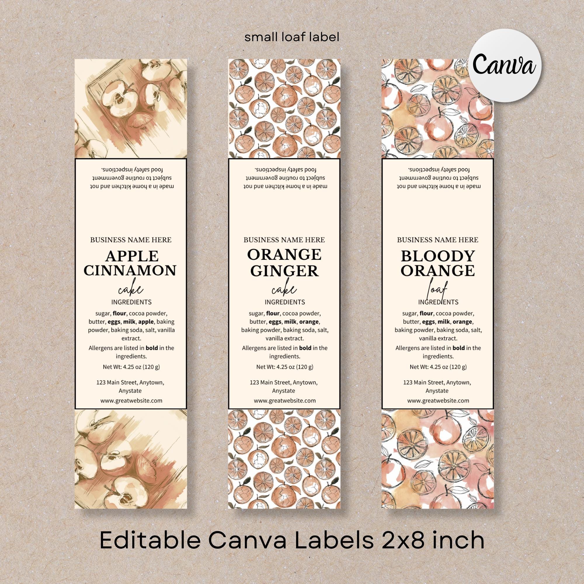 Editable Mini Cake Tin Label Template Mini Loaf Baking Pan Label Mini ...