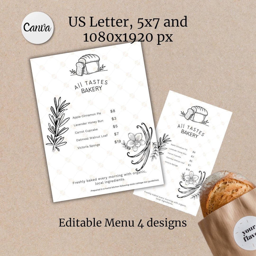 Bakery Menu Template Editable Farmers Market Display Price List ...